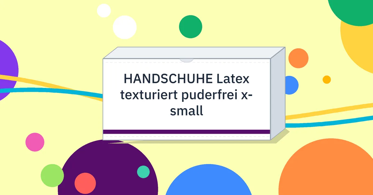 Symbolbild: Packung mit der Aufschrift HANDSCHUHE Latex texturiert puderfrei x-small (PZN 09314071) – Verfügbarkeit und Bezug in Apotheken in Frankfurt am Main