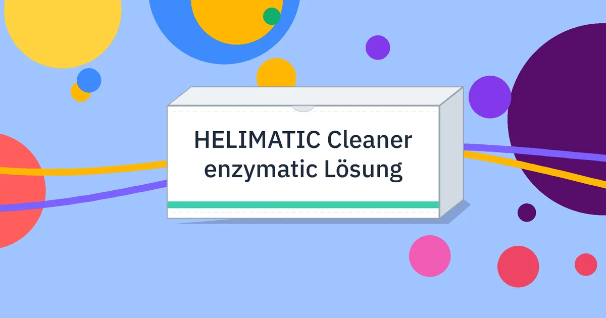 Symbolbild: Packung mit der Aufschrift HELIMATIC Cleaner enzymatic Lösung (PZN 03481052) – Verfügbarkeit und Bezug in Apotheken in Frankfurt am Main