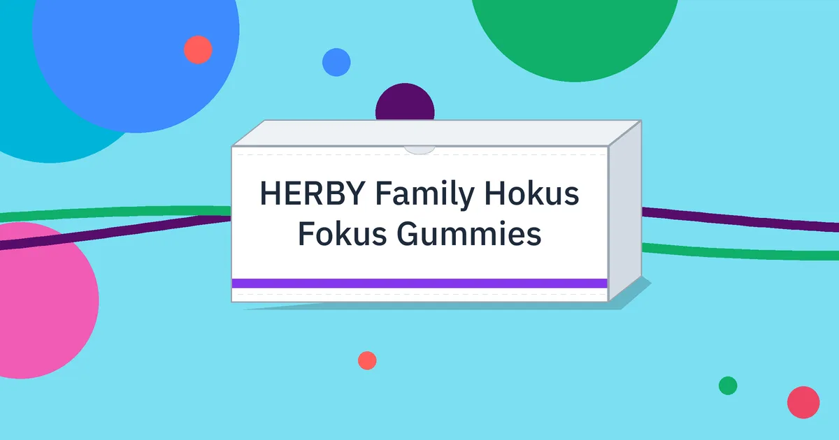 Symbolbild: Packung mit der Aufschrift HERBY Family Hokus Fokus Gummies (PZN 20539468) – Verfügbarkeit und Bezug in Apotheken in Frankfurt am Main