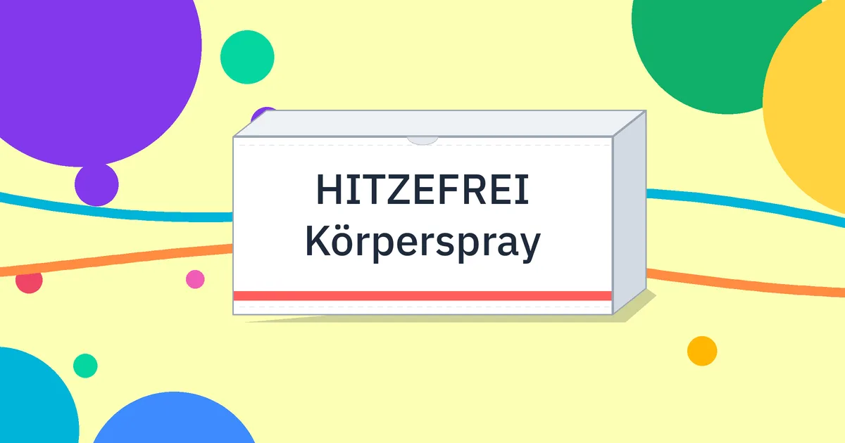 Symbolbild: Packung mit der Aufschrift HITZEFREI Körperspray (PZN 20372152) – Verfügbarkeit und Bezug in Apotheken in Frankfurt am Main