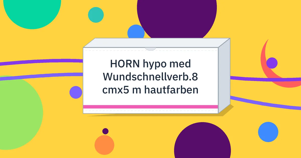 Symbolbild: Packung mit der Aufschrift HORN hypo med Wundschnellverb.8 cmx5 m hautfarben (PZN 04079464) – Verfügbarkeit und Bezug in Apotheken in Frankfurt am Main