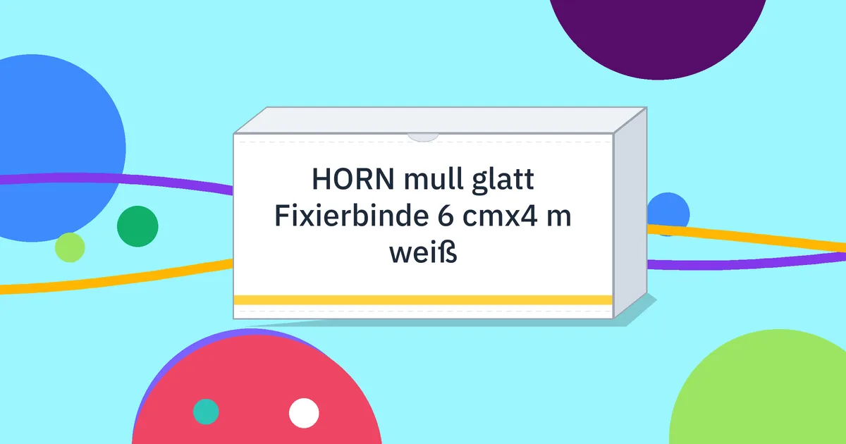Symbolbild: Packung mit der Aufschrift HORN mull glatt Fixierbinde 6 cmx4 m weiß (PZN 04662376) – Verfügbarkeit und Bezug in Apotheken in Frankfurt am Main
