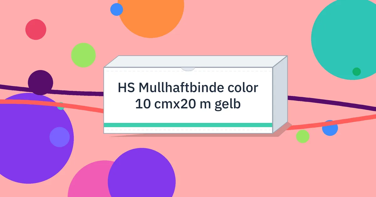 Symbolbild: Packung mit der Aufschrift HS Mullhaftbinde color 10 cmx20 m gelb (PZN 03693073) – Verfügbarkeit und Bezug in Apotheken in Frankfurt am Main