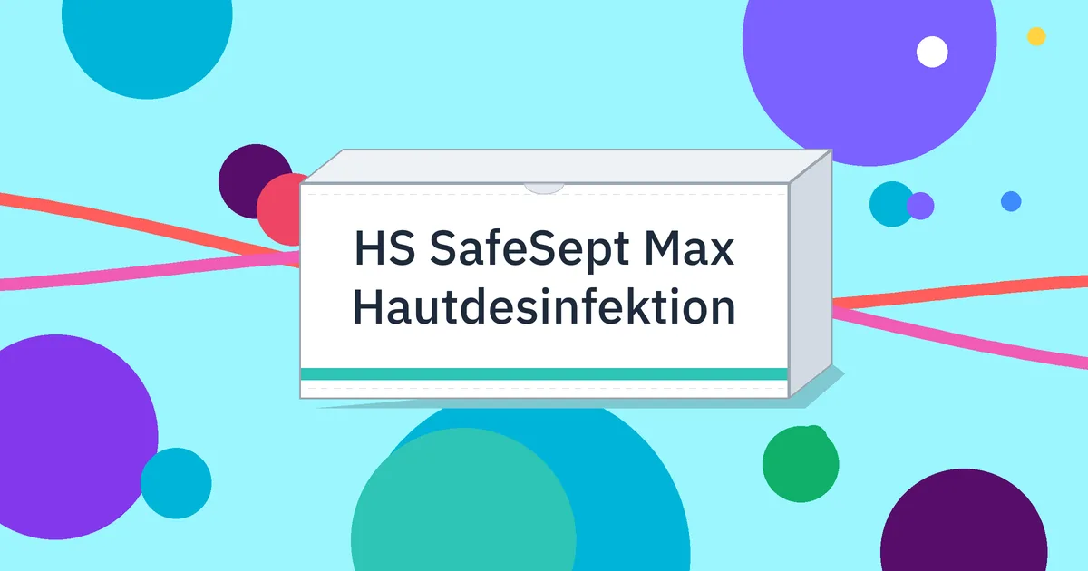 Symbolbild: Packung mit der Aufschrift HS SafeSept Max Hautdesinfektion (PZN 12570240) – Verfügbarkeit und Bezug in Apotheken in Frankfurt am Main
