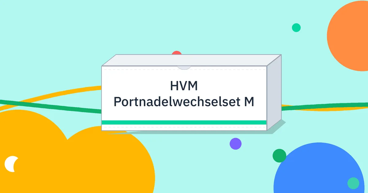 Symbolbild: Packung mit der Aufschrift HVM Portnadelwechselset M (PZN 18702122) – Verfügbarkeit und Bezug in Apotheken in Frankfurt am Main