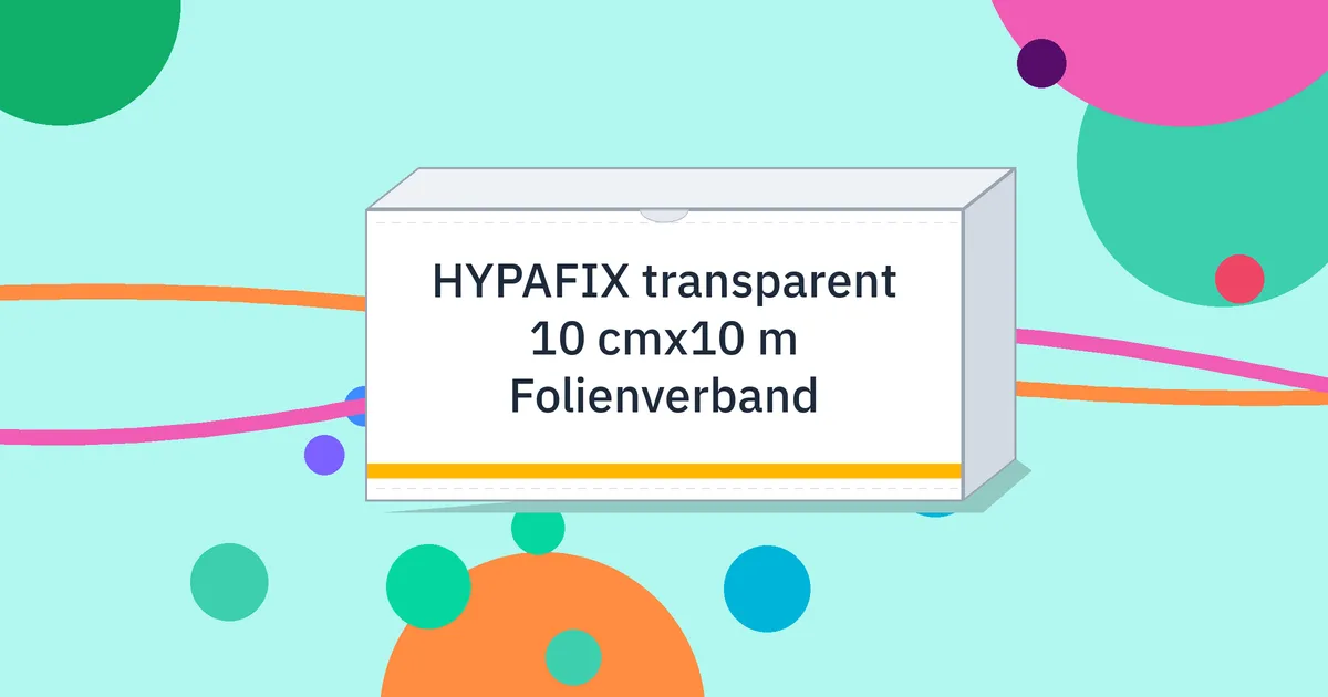 Symbolbild: Packung mit der Aufschrift HYPAFIX transparent 10 cmx10 m Folienverband (PZN 19627517) – Verfügbarkeit und Bezug in Apotheken in Frankfurt am Main