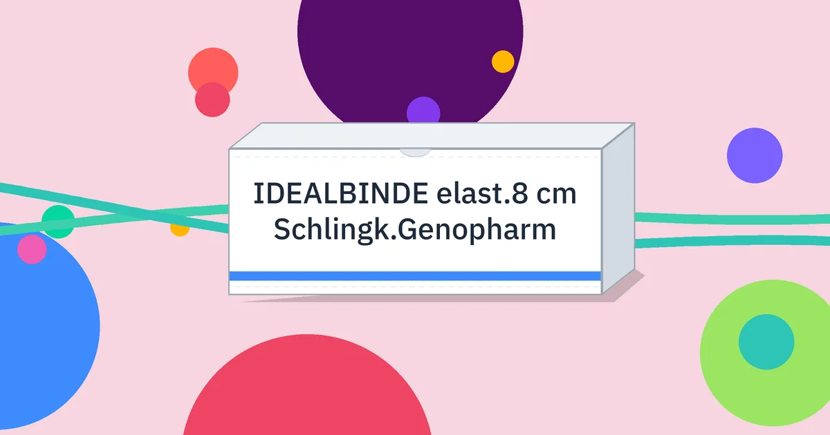 Symbolbild: Packung mit der Aufschrift IDEALBINDE elast.8 cm Schlingk.Genopharm (PZN 02061709) – Verfügbarkeit und Bezug in Apotheken in Frankfurt am Main