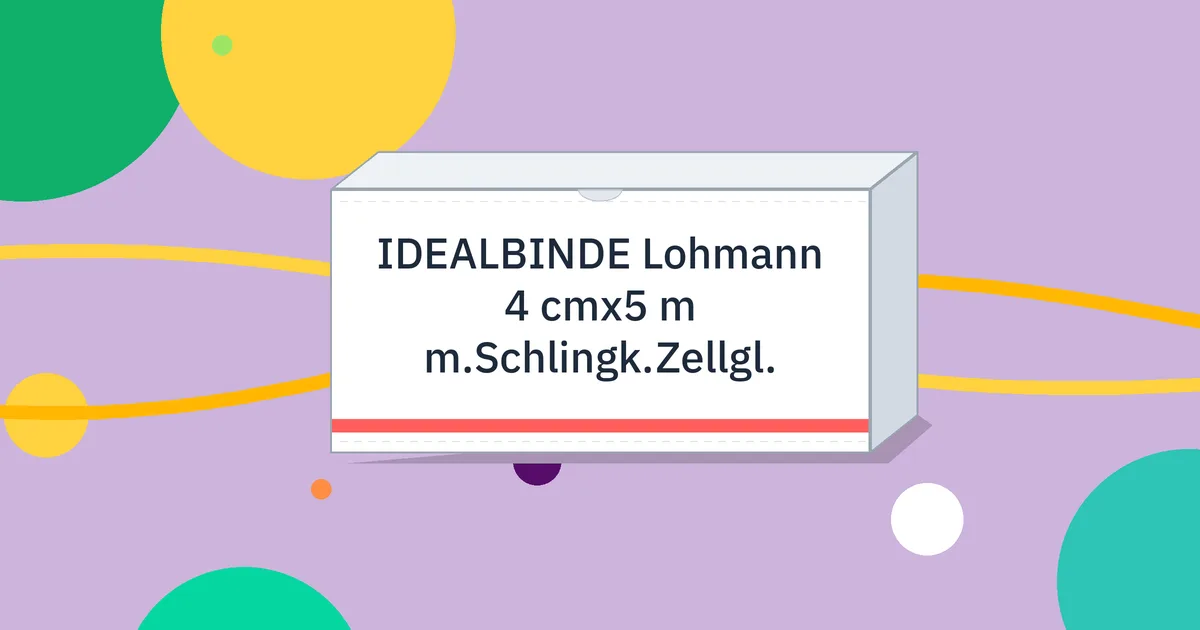 Symbolbild: Packung mit der Aufschrift IDEALBINDE Lohmann 4 cmx5 m m.Schlingk.Zellgl. (PZN 15998665) – Verfügbarkeit und Bezug in Apotheken in Frankfurt am Main