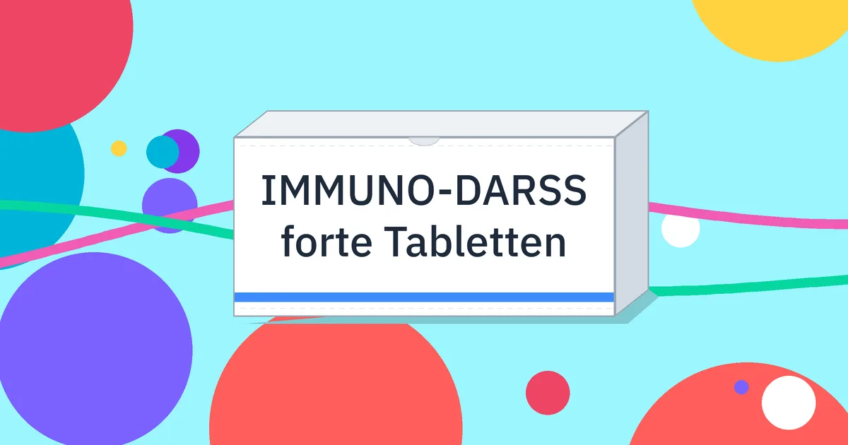 Symbolbild: Packung mit der Aufschrift IMMUNO-DARSS forte Tabletten (PZN 09685643) – Verfügbarkeit und Bezug in Apotheken in Frankfurt am Main