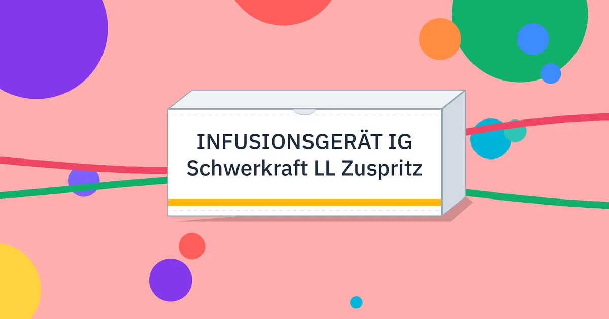 Symbolbild: Packung mit der Aufschrift INFUSIONSGERÄT IG Schwerkraft LL Zuspritz (PZN 18202135) – Verfügbarkeit und Bezug in Apotheken in Frankfurt am Main