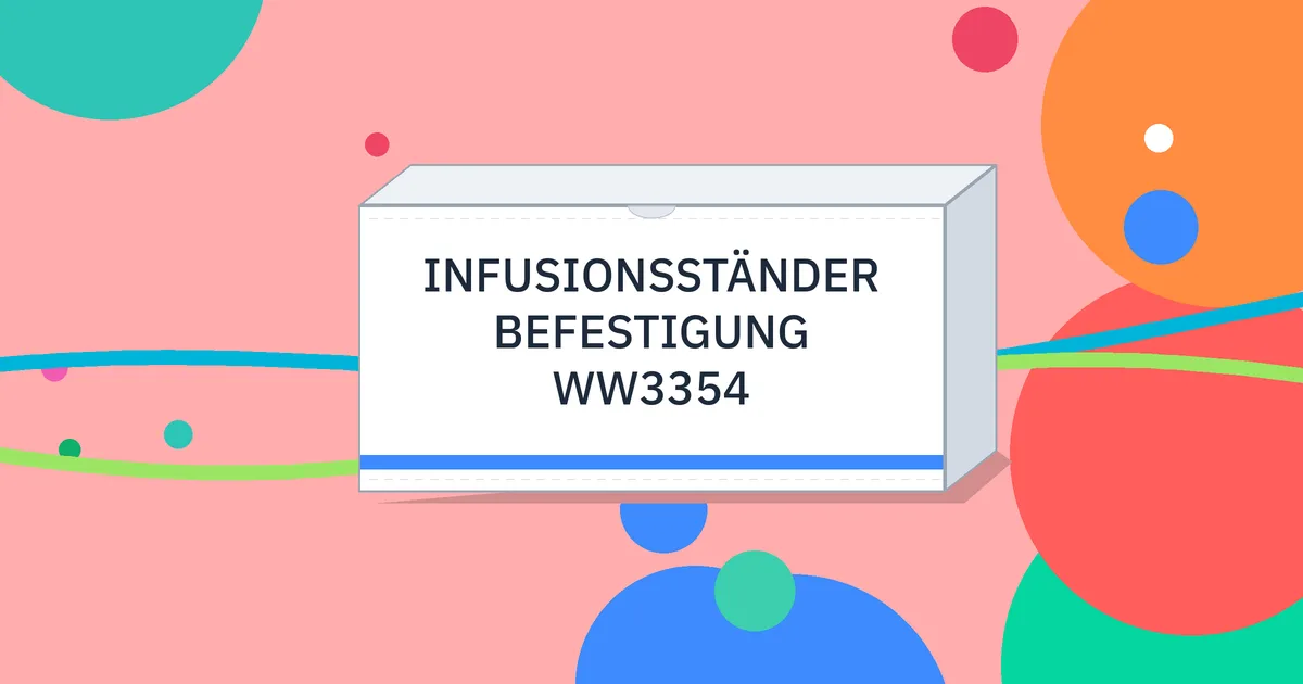 Symbolbild: Packung mit der Aufschrift INFUSIONSSTÄNDER BEFESTIGUNG WW3354 (PZN 06403733) – Verfügbarkeit und Bezug in Apotheken in Frankfurt am Main