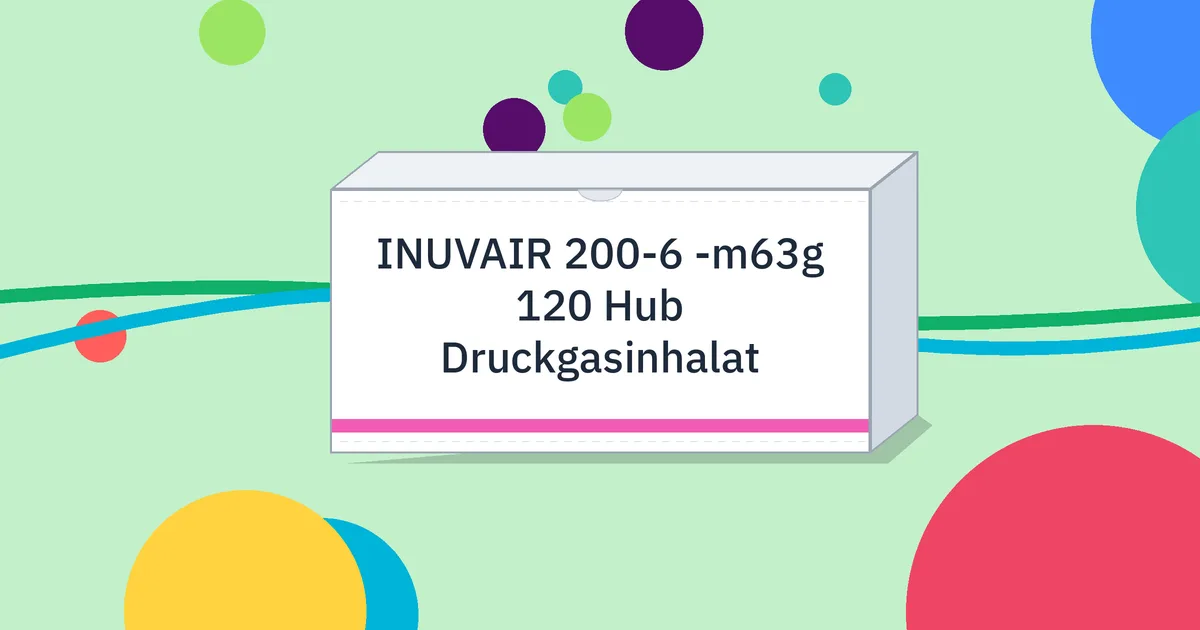 Symbolbild: Packung mit der Aufschrift INUVAIR 200-6 -m63g 120 Hub Druckgasinhalat (PZN 14886415) – Verfügbarkeit und Bezug in Apotheken in Frankfurt am Main