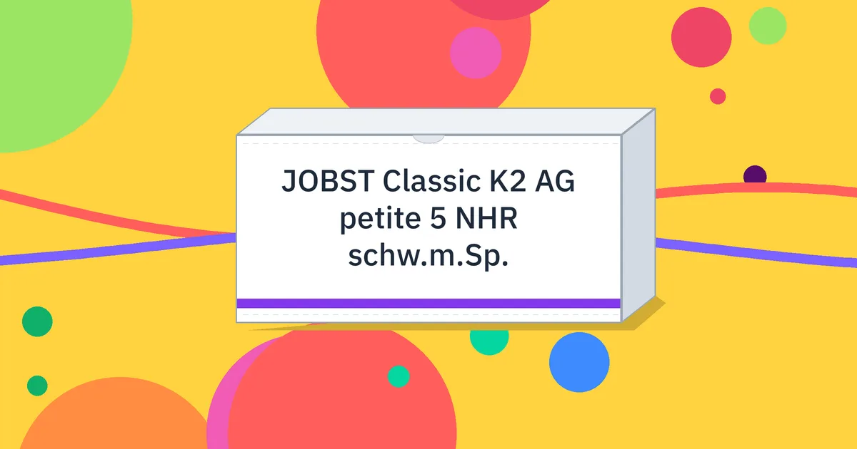 Symbolbild: Packung mit der Aufschrift JOBST Classic K2 AG petite 5 NHR schw.m.Sp. (PZN 11273853) – Verfügbarkeit und Bezug in Apotheken in Frankfurt am Main
