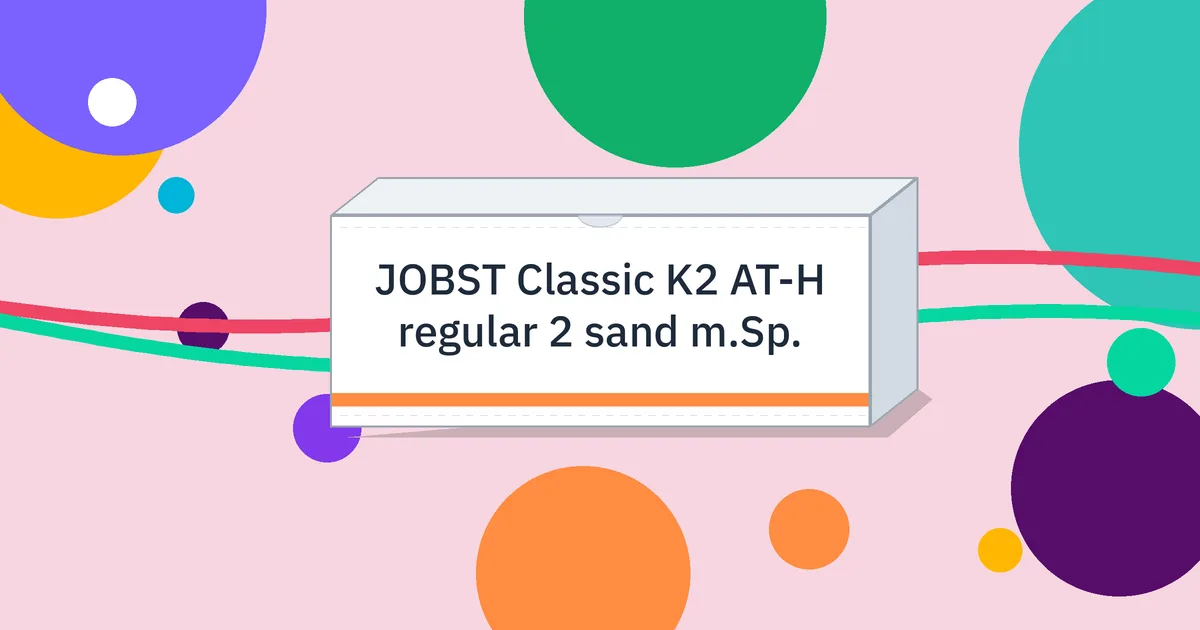 Symbolbild: Packung mit der Aufschrift JOBST Classic K2 AT-H regular 2 sand m.Sp. (PZN 13068732) – Verfügbarkeit und Bezug in Apotheken in Frankfurt am Main