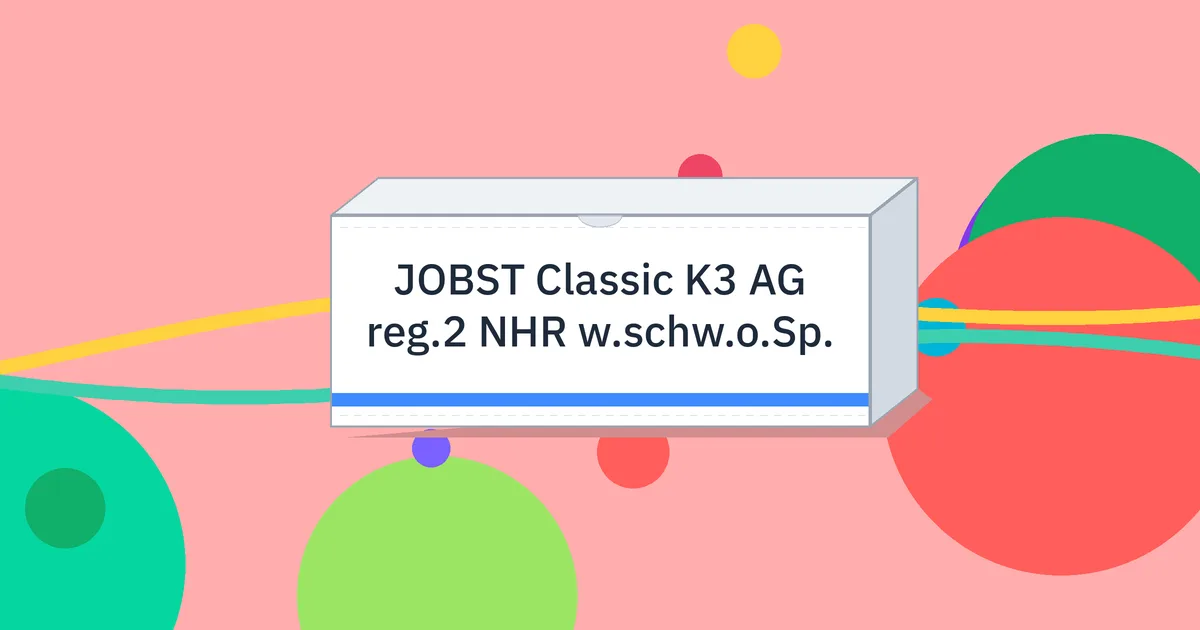Symbolbild: Packung mit der Aufschrift JOBST Classic K3 AG reg.2 NHR w.schw.o.Sp. (PZN 13073957) – Verfügbarkeit und Bezug in Apotheken in Frankfurt am Main