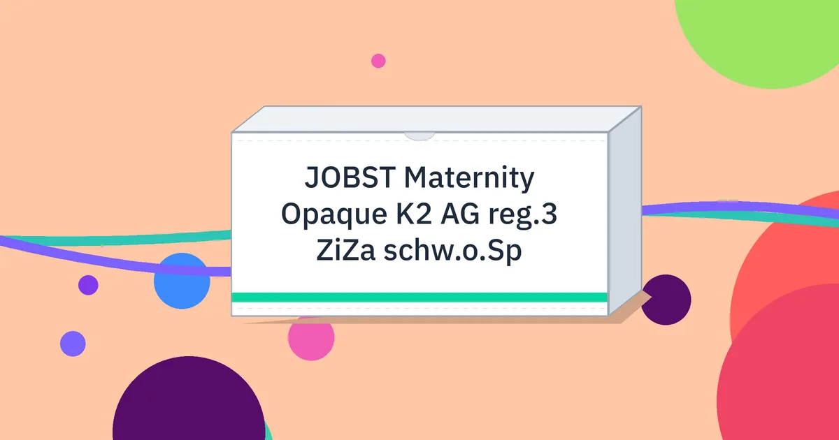 Symbolbild: Packung mit der Aufschrift JOBST Maternity Opaque K2 AG reg.3 ZiZa schw.o.Sp (PZN 15853412) – Verfügbarkeit und Bezug in Apotheken in Frankfurt am Main