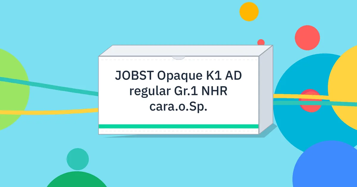 Symbolbild: Packung mit der Aufschrift JOBST Opaque K1 AD regular Gr.1 NHR cara.o.Sp. (PZN 13082471) – Verfügbarkeit und Bezug in Apotheken in Frankfurt am Main