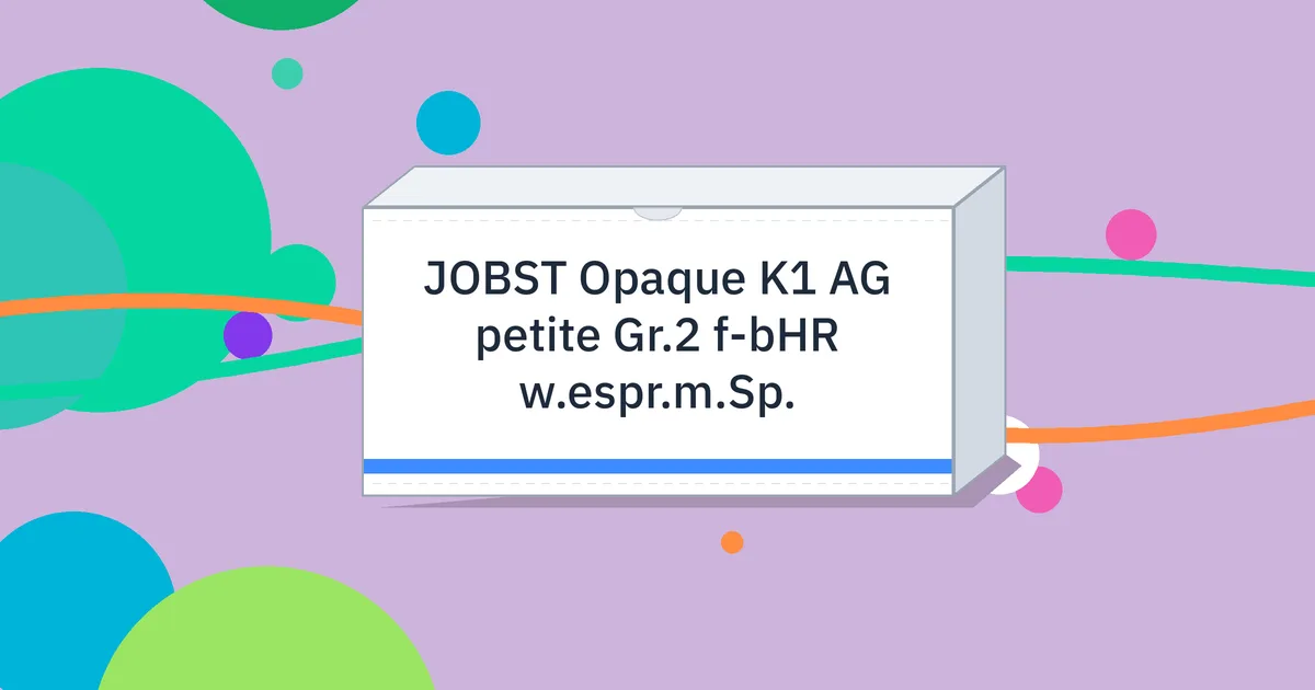 Symbolbild: Packung mit der Aufschrift JOBST Opaque K1 AG petite Gr.2 f-bHR w.espr.m.Sp. (PZN 16270871) – Verfügbarkeit und Bezug in Apotheken in Frankfurt am Main
