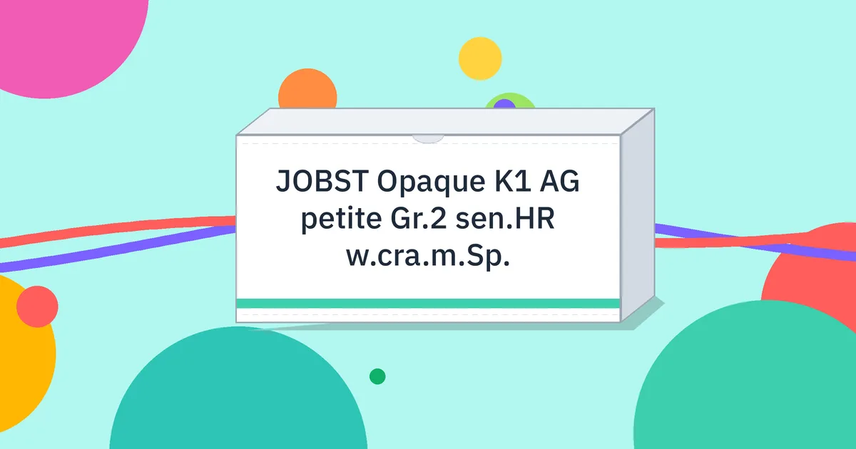 Symbolbild: Packung mit der Aufschrift JOBST Opaque K1 AG petite Gr.2 sen.HR w.cra.m.Sp. (PZN 13086003) – Verfügbarkeit und Bezug in Apotheken in Frankfurt am Main