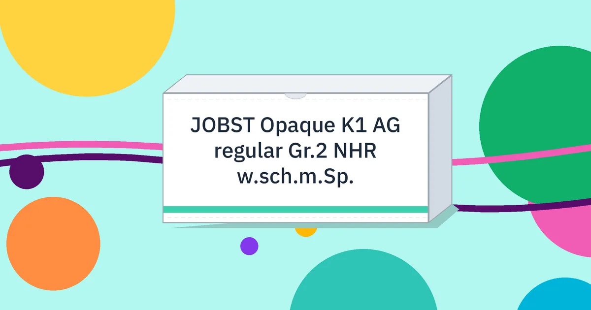 Symbolbild: Packung mit der Aufschrift JOBST Opaque K1 AG regular Gr.2 NHR w.sch.m.Sp. (PZN 13092216) – Verfügbarkeit und Bezug in Apotheken in Frankfurt am Main