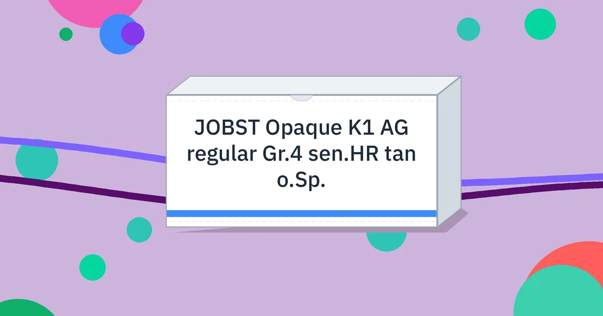 Symbolbild: Packung mit der Aufschrift JOBST Opaque K1 AG regular Gr.4 sen.HR tan o.Sp. (PZN 16266651) – Verfügbarkeit und Bezug in Apotheken in Frankfurt am Main