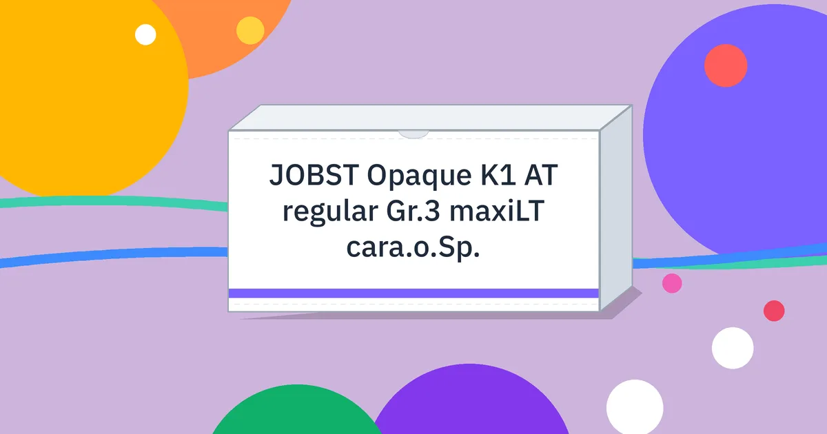 Symbolbild: Packung mit der Aufschrift JOBST Opaque K1 AT regular Gr.3 maxiLT cara.o.Sp. (PZN 13106450) – Verfügbarkeit und Bezug in Apotheken in Frankfurt am Main