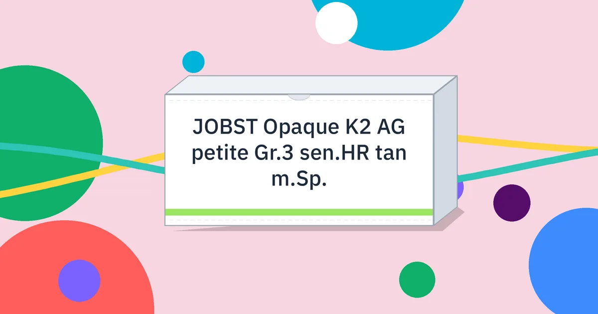 Symbolbild: Packung mit der Aufschrift JOBST Opaque K2 AG petite Gr.3 sen.HR tan m.Sp. (PZN 16285074) – Verfügbarkeit und Bezug in Apotheken in Frankfurt am Main