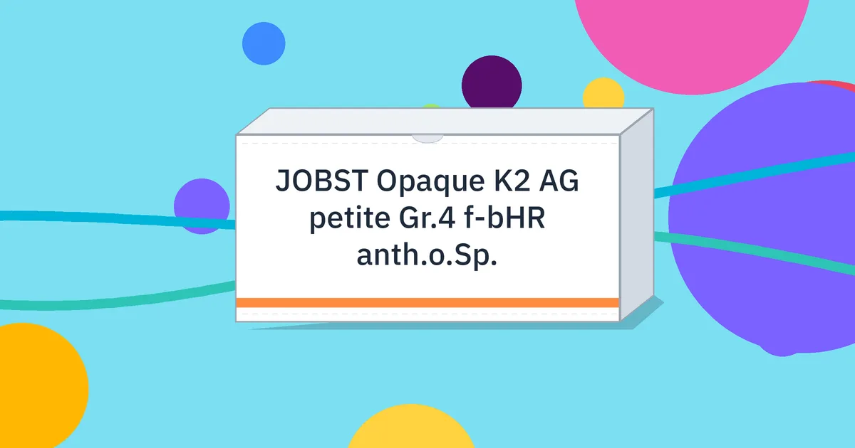 Symbolbild: Packung mit der Aufschrift JOBST Opaque K2 AG petite Gr.4 f-bHR anth.o.Sp. (PZN 16286205) – Verfügbarkeit und Bezug in Apotheken in Frankfurt am Main