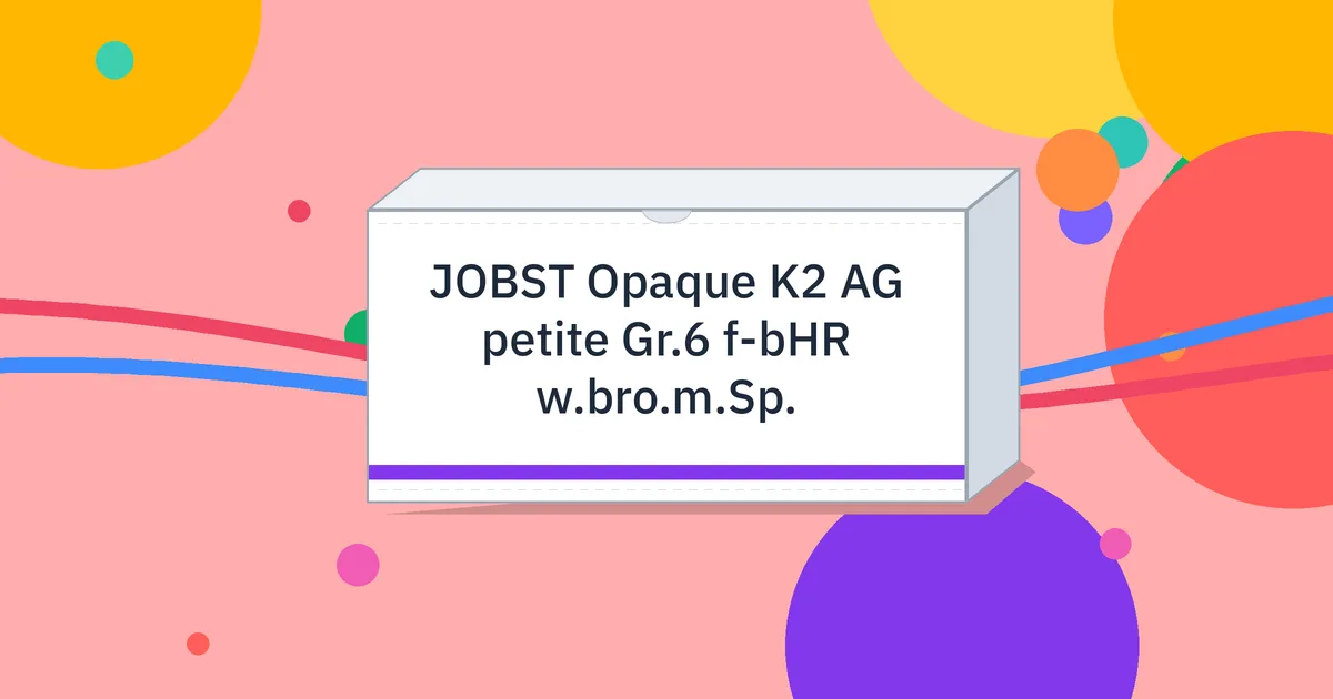 Symbolbild: Packung mit der Aufschrift JOBST Opaque K2 AG petite Gr.6 f-bHR w.bro.m.Sp. (PZN 13112019) – Verfügbarkeit und Bezug in Apotheken in Frankfurt am Main