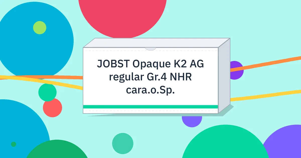 Symbolbild: Packung mit der Aufschrift JOBST Opaque K2 AG regular Gr.4 NHR cara.o.Sp. (PZN 10723314) – Verfügbarkeit und Bezug in Apotheken in Frankfurt am Main