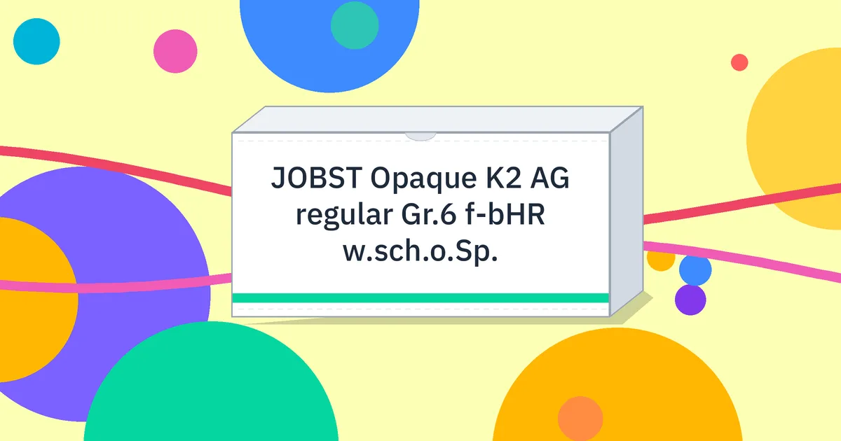 Symbolbild: Packung mit der Aufschrift JOBST Opaque K2 AG regular Gr.6 f-bHR w.sch.o.Sp. (PZN 11254152) – Verfügbarkeit und Bezug in Apotheken in Frankfurt am Main