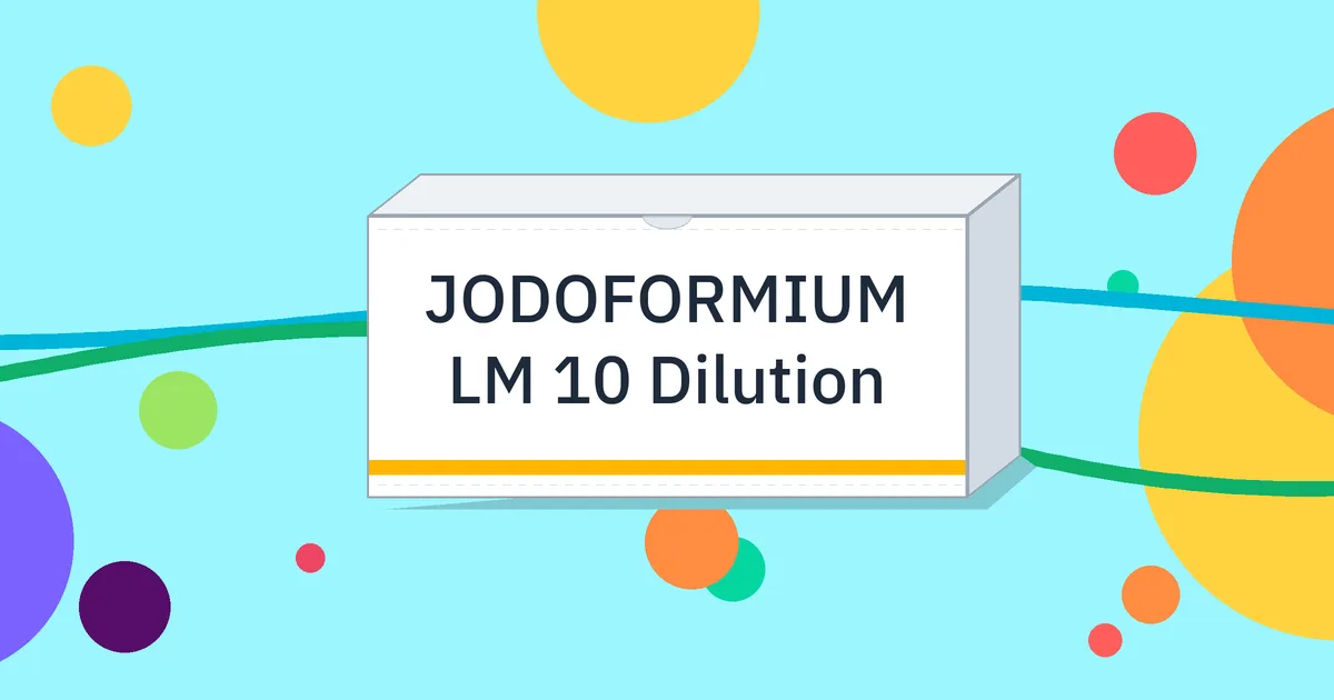 Symbolbild: Packung mit der Aufschrift JODOFORMIUM LM 10 Dilution (PZN 13563199) – Verfügbarkeit und Bezug in Apotheken in Frankfurt am Main