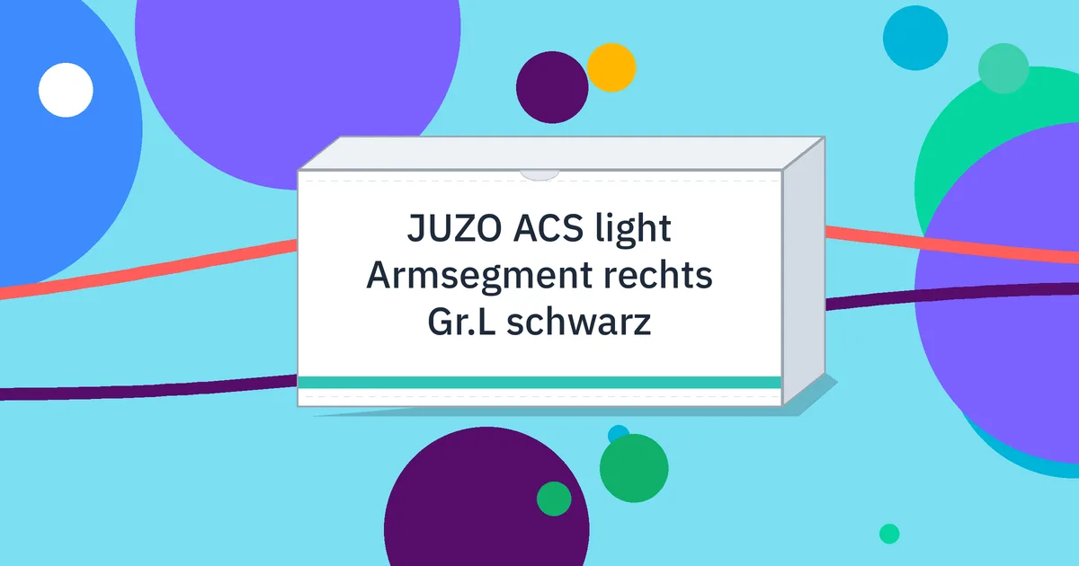 Symbolbild: Packung mit der Aufschrift JUZO ACS light Armsegment rechts Gr.L schwarz (PZN 13575529) – Verfügbarkeit und Bezug in Apotheken in Frankfurt am Main
