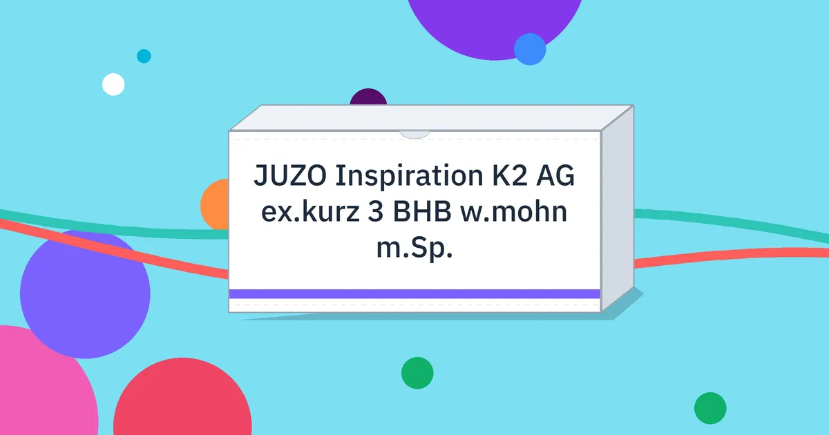 Symbolbild: Packung mit der Aufschrift JUZO Inspiration K2 AG ex.kurz 3 BHB w.mohn m.Sp. (PZN 14851546) – Verfügbarkeit und Bezug in Apotheken in Frankfurt am Main