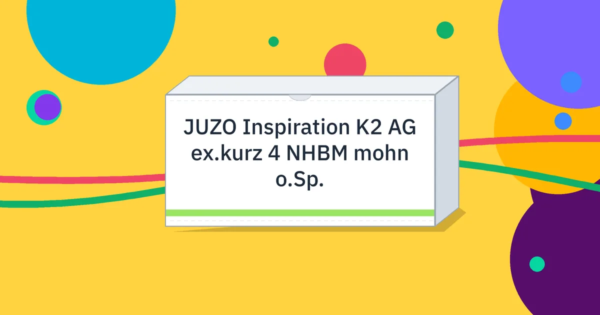 Symbolbild: Packung mit der Aufschrift JUZO Inspiration K2 AG ex.kurz 4 NHBM mohn o.Sp. (PZN 14925055) – Verfügbarkeit und Bezug in Apotheken in Frankfurt am Main