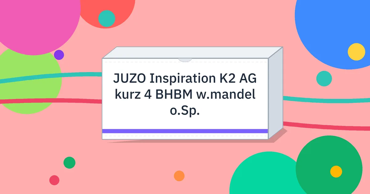 Symbolbild: Packung mit der Aufschrift JUZO Inspiration K2 AG kurz 4 BHBM w.mandel o.Sp. (PZN 14885479) – Verfügbarkeit und Bezug in Apotheken in Frankfurt am Main