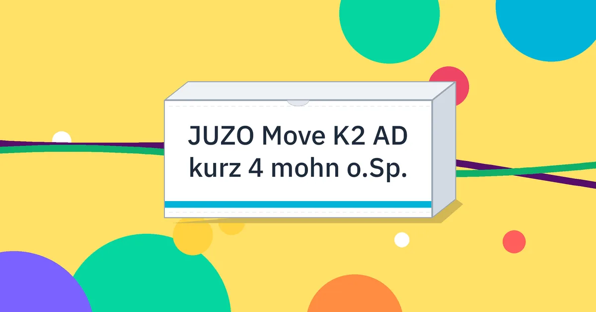 Symbolbild: Packung mit der Aufschrift JUZO Move K2 AD kurz 4 mohn o.Sp. (PZN 18540903) – Verfügbarkeit und Bezug in Apotheken in Frankfurt am Main