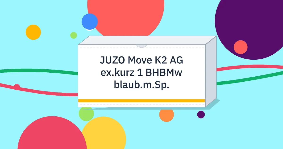 Symbolbild: Packung mit der Aufschrift JUZO Move K2 AG ex.kurz 1 BHBMw blaub.m.Sp. (PZN 18564306) – Verfügbarkeit und Bezug in Apotheken in Frankfurt am Main