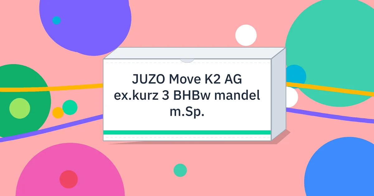 Symbolbild: Packung mit der Aufschrift JUZO Move K2 AG ex.kurz 3 BHBw mandel m.Sp. (PZN 16645779) – Verfügbarkeit und Bezug in Apotheken in Frankfurt am Main