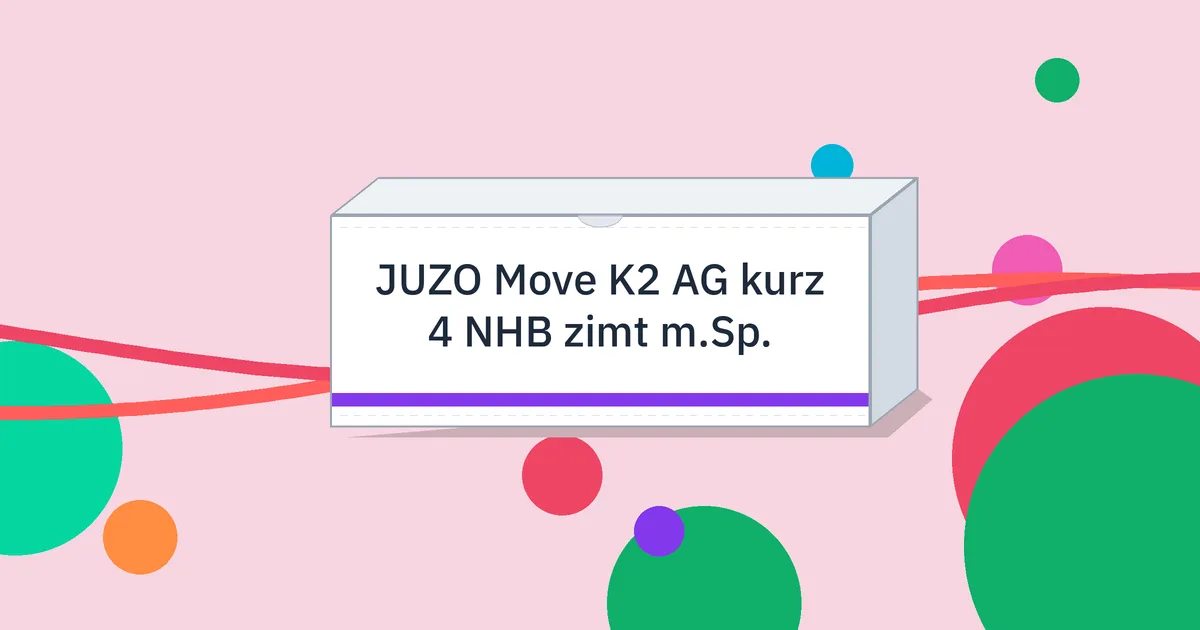 Symbolbild: Packung mit der Aufschrift JUZO Move K2 AG kurz 4 NHB zimt m.Sp. (PZN 18527707) – Verfügbarkeit und Bezug in Apotheken in Frankfurt am Main