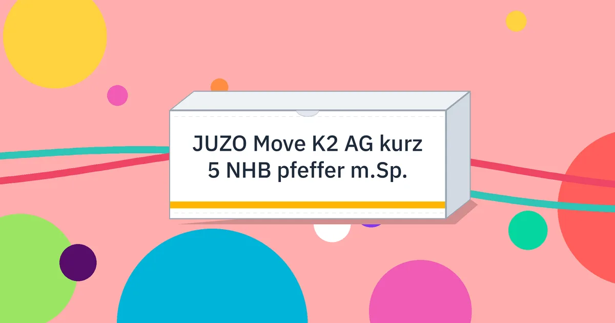 Symbolbild: Packung mit der Aufschrift JUZO Move K2 AG kurz 5 NHB pfeffer m.Sp. (PZN 16637142) – Verfügbarkeit und Bezug in Apotheken in Frankfurt am Main