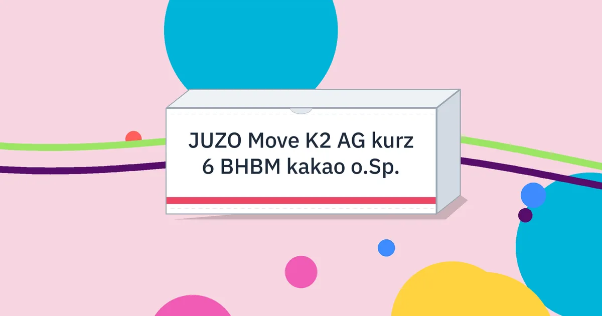 Symbolbild: Packung mit der Aufschrift JUZO Move K2 AG kurz 6 BHBM kakao o.Sp. (PZN 18562299) – Verfügbarkeit und Bezug in Apotheken in Frankfurt am Main