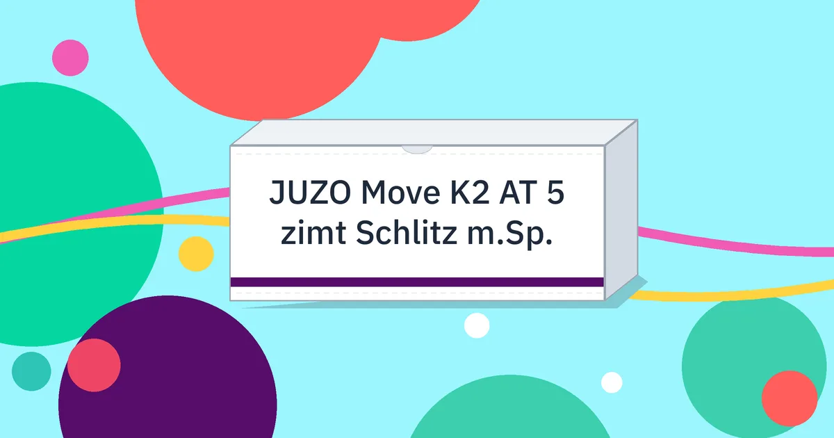 Symbolbild: Packung mit der Aufschrift JUZO Move K2 AT 5 zimt Schlitz m.Sp. (PZN 20668651) – Verfügbarkeit und Bezug in Apotheken in Frankfurt am Main