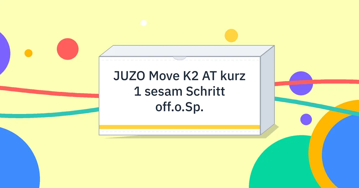 Symbolbild: Packung mit der Aufschrift JUZO Move K2 AT kurz 1 sesam Schritt off.o.Sp. (PZN 20675881) – Verfügbarkeit und Bezug in Apotheken in Frankfurt am Main