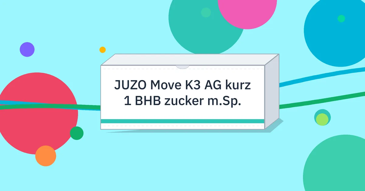 Symbolbild: Packung mit der Aufschrift JUZO Move K3 AG kurz 1 BHB zucker m.Sp. (PZN 18579489) – Verfügbarkeit und Bezug in Apotheken in Frankfurt am Main