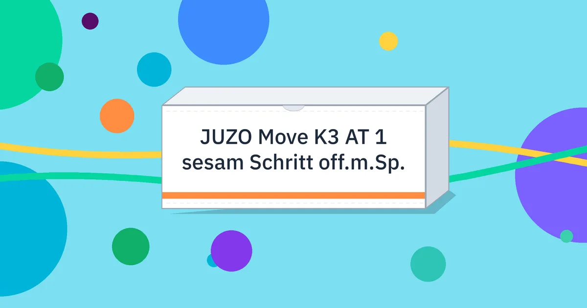 Symbolbild: Packung mit der Aufschrift JUZO Move K3 AT 1 sesam Schritt off.m.Sp. (PZN 20677408) – Verfügbarkeit und Bezug in Apotheken in Frankfurt am Main