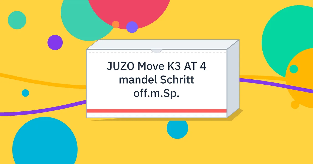 Symbolbild: Packung mit der Aufschrift JUZO Move K3 AT 4 mandel Schritt off.m.Sp. (PZN 20677590) – Verfügbarkeit und Bezug in Apotheken in Frankfurt am Main