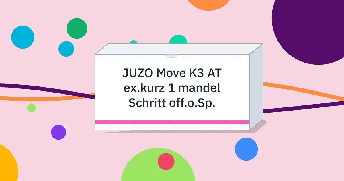 Symbolbild: Packung mit der Aufschrift JUZO Move K3 AT ex.kurz 1 mandel Schritt off.o.Sp. (PZN 20682183) – Verfügbarkeit und Bezug in Apotheken in Frankfurt am Main