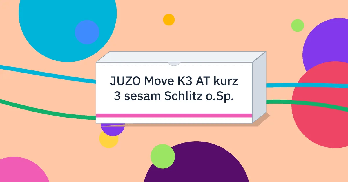 Symbolbild: Packung mit der Aufschrift JUZO Move K3 AT kurz 3 sesam Schlitz o.Sp. (PZN 20685684) – Verfügbarkeit und Bezug in Apotheken in Frankfurt am Main