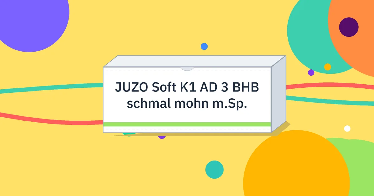 Symbolbild: Packung mit der Aufschrift JUZO Soft K1 AD 3 BHB schmal mohn m.Sp. (PZN 15461273) – Verfügbarkeit und Bezug in Apotheken in Frankfurt am Main